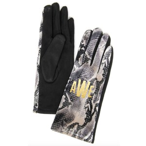 Monogram Initials Snake Skin Gloves- Womens Snake Print Smart Touch ...