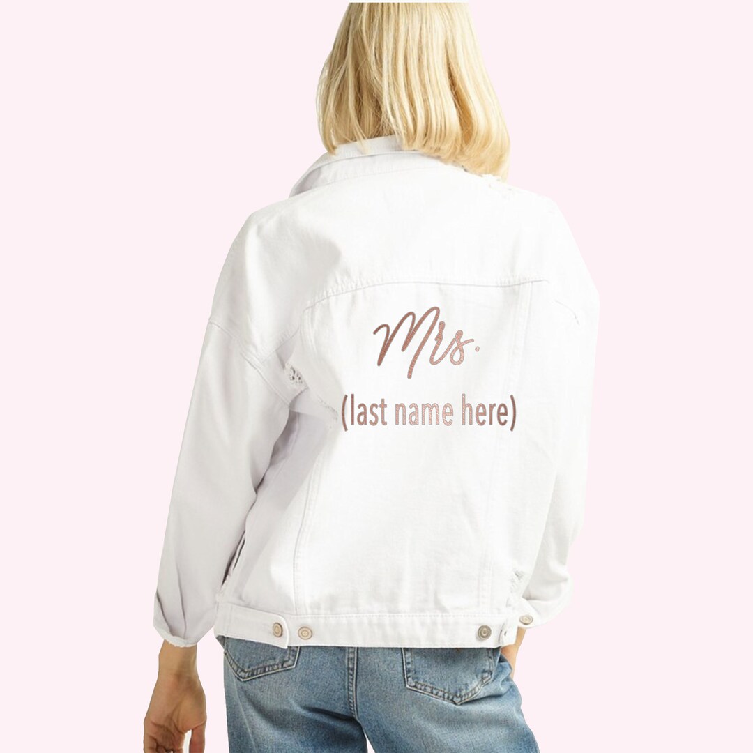 Custom Mrs Bride White Denim Jacket, Personalized Bridal Oversized ...