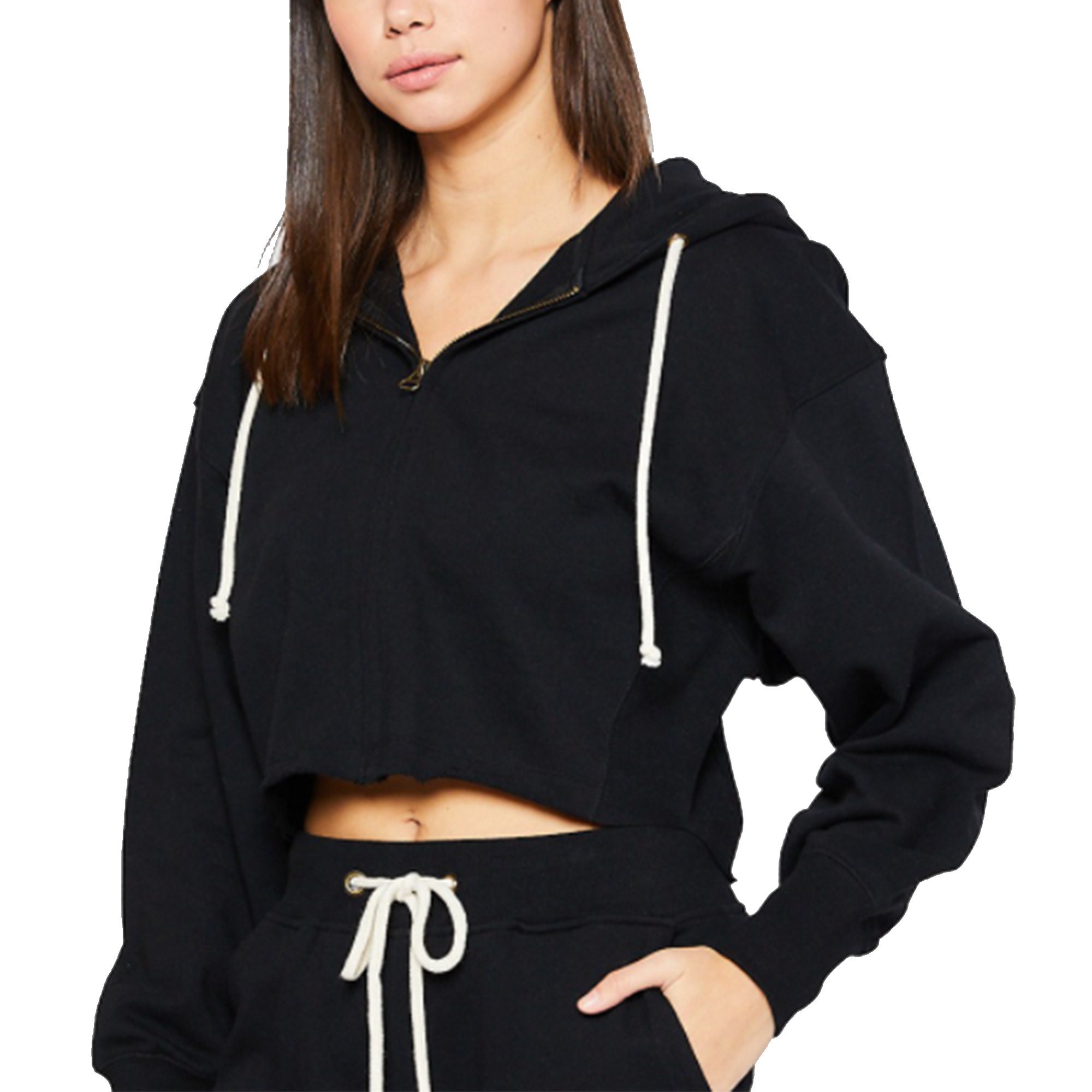 Custom Text Black or White Crop Zip up Hooded Jacket - Etsy