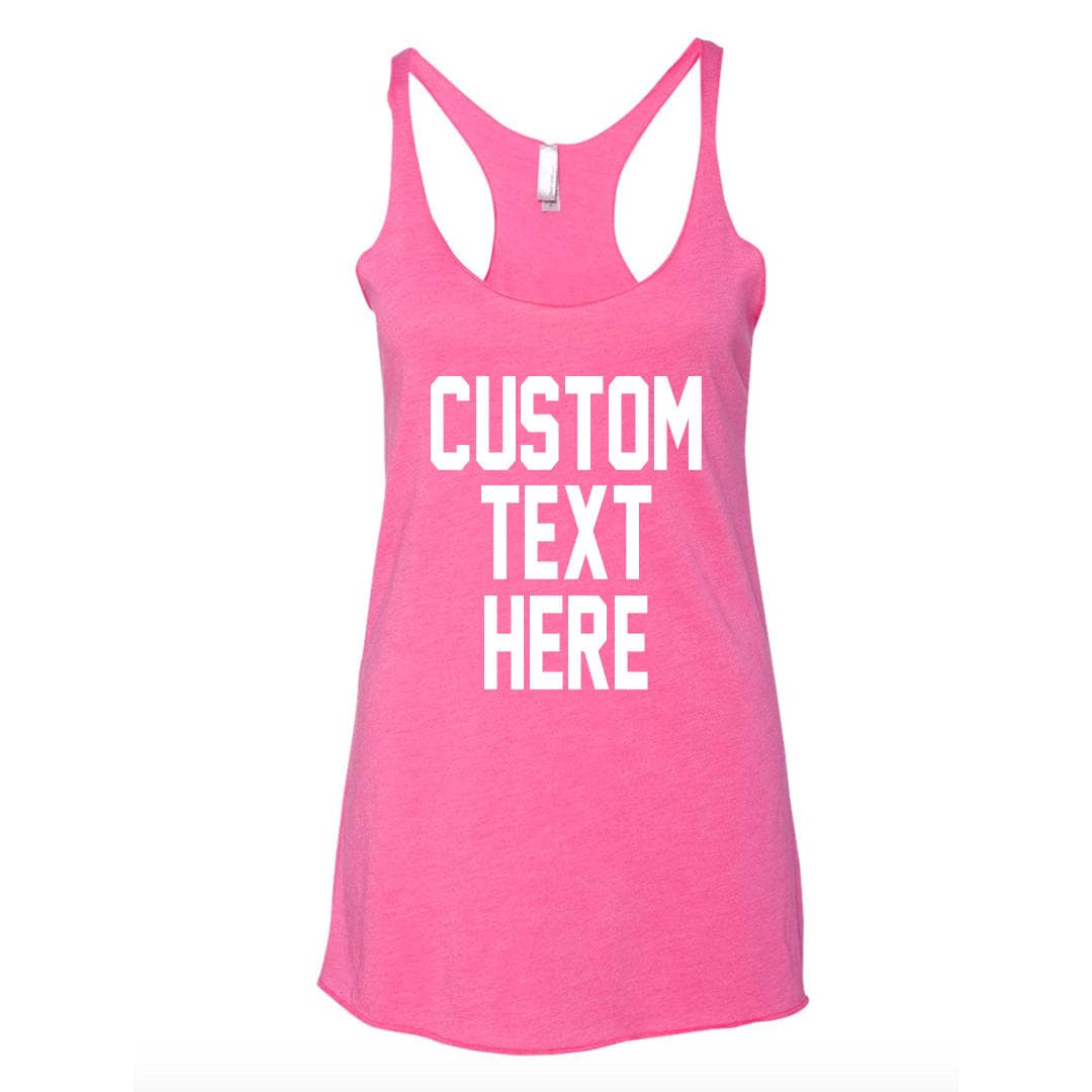CUSTOM Text PINK Racerback Flowy or Crop Top Relaxed Tank Top ...