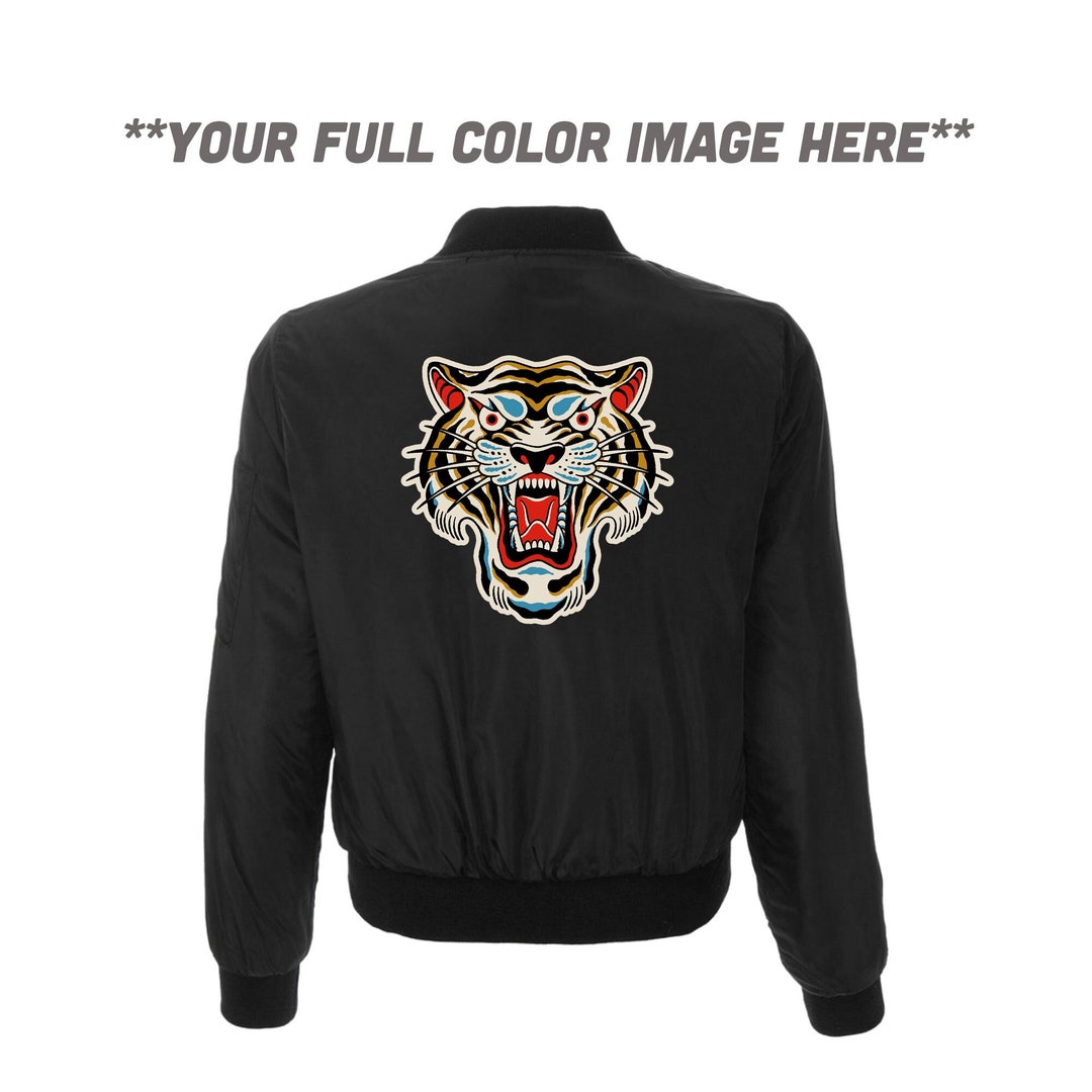 Custom Black Bomber Jacket With Full Color Photo Pictures, Bright Full ...