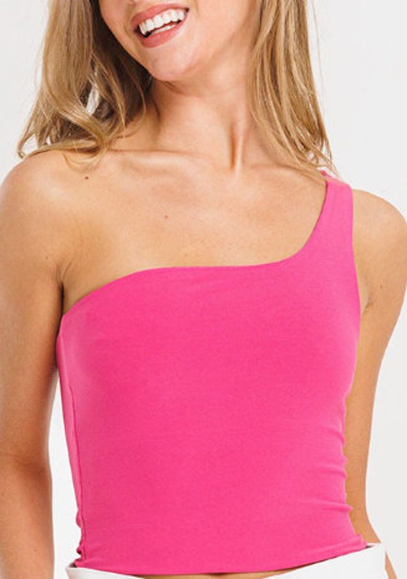 Custom Text One Shoulder Crop Tank Top, Business Logo Bachelorette ...