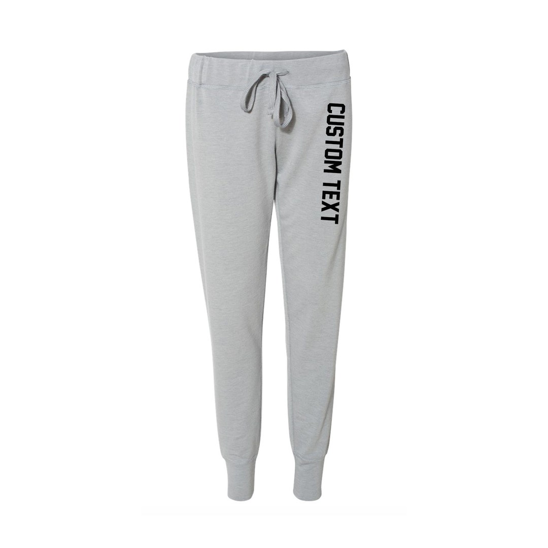 Personalized Light Grey Joggers, Womens Custom Text Saying Heather Grey ...