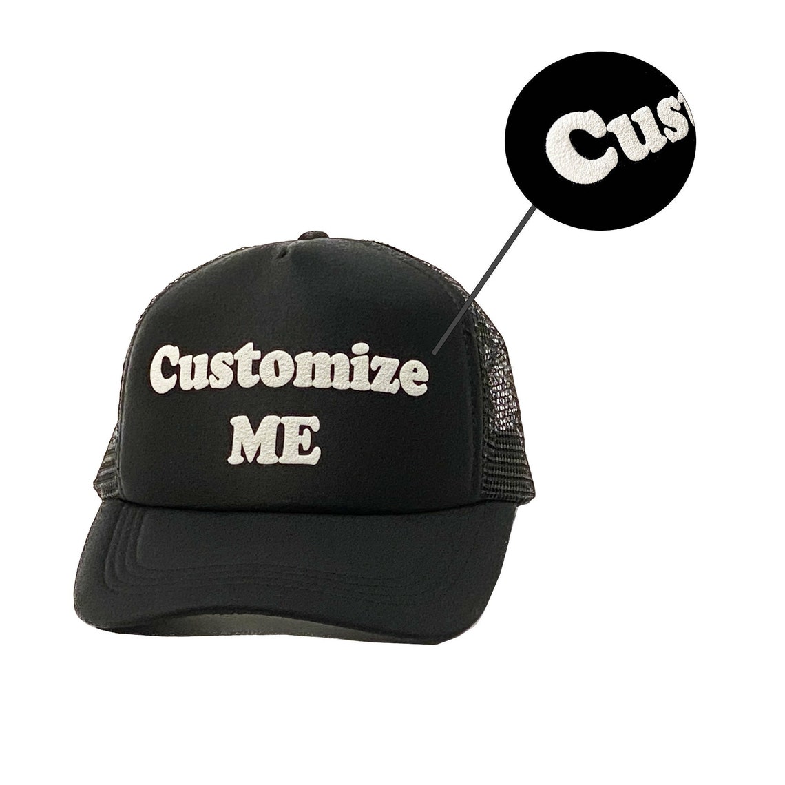 Custom Text 3D Puff Vinyl Trucker Hat Many Colors Mesh Foam - Etsy