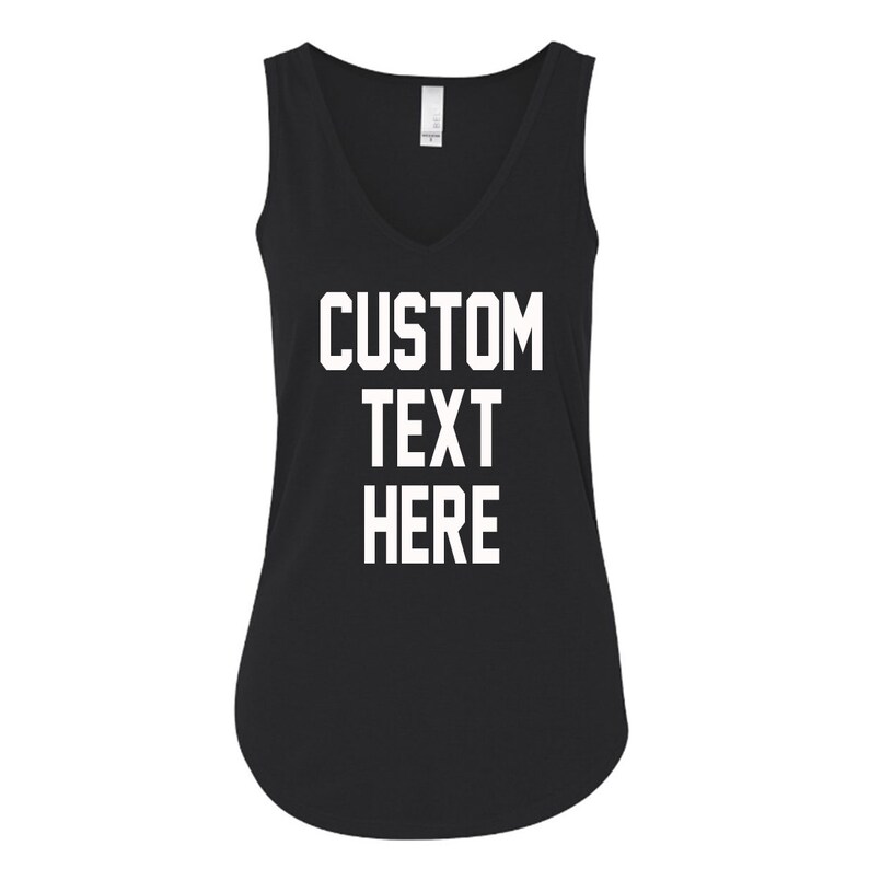 CUSTOM TEXT V-neck Flowy Tank Top Personalize Text Rose Gold | Etsy