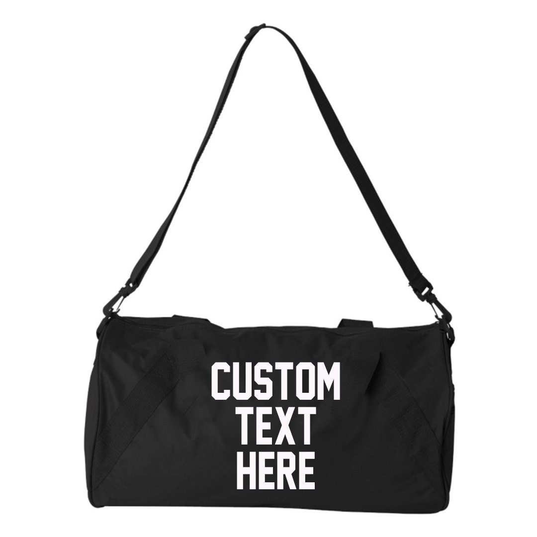 CUSTOM TEXT Duffel Bag With Strap- Sports and Gym Shoulder Duffel Bag ...