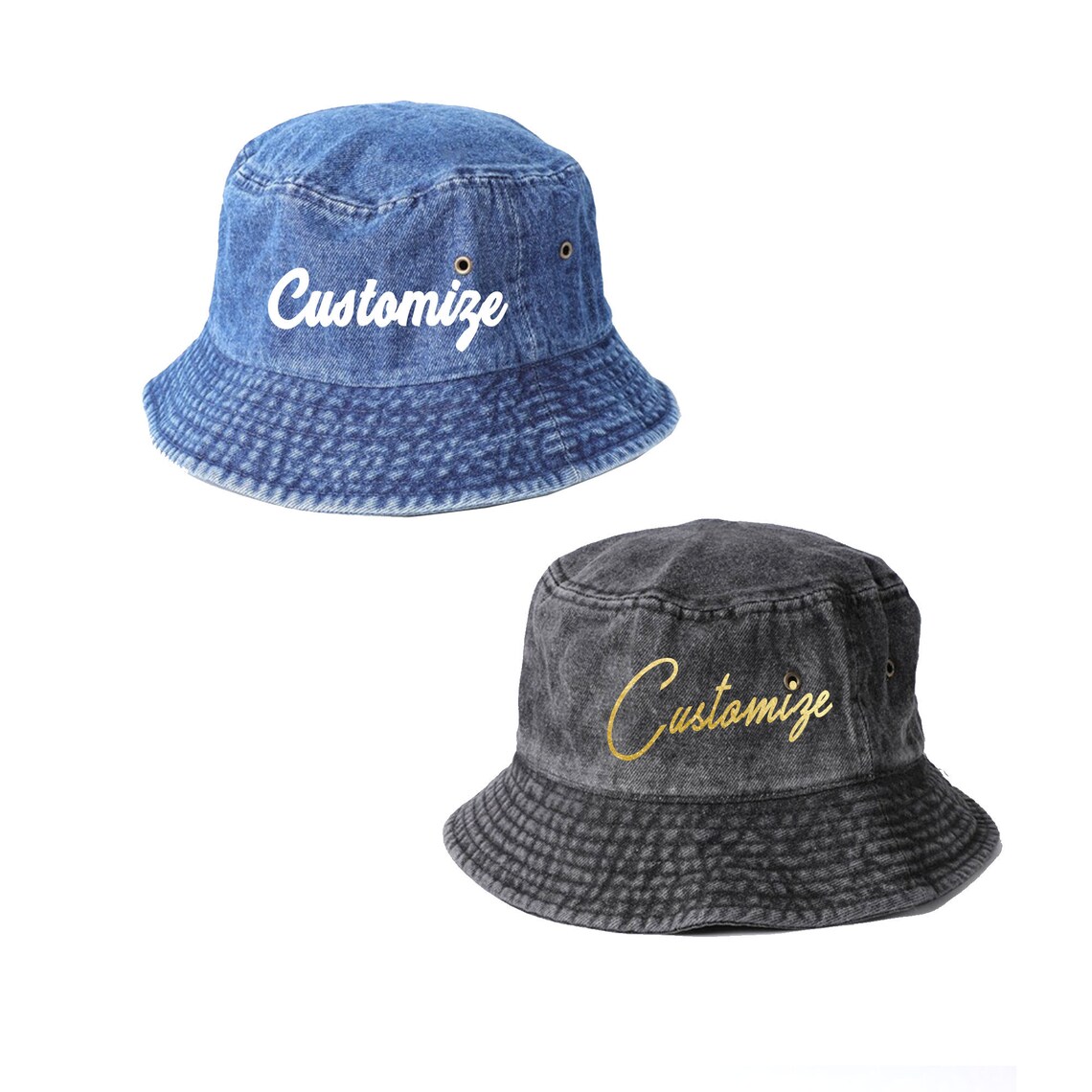 Personalized Denim Canvas Bucket Hat Custom Embroidery Denim - Etsy