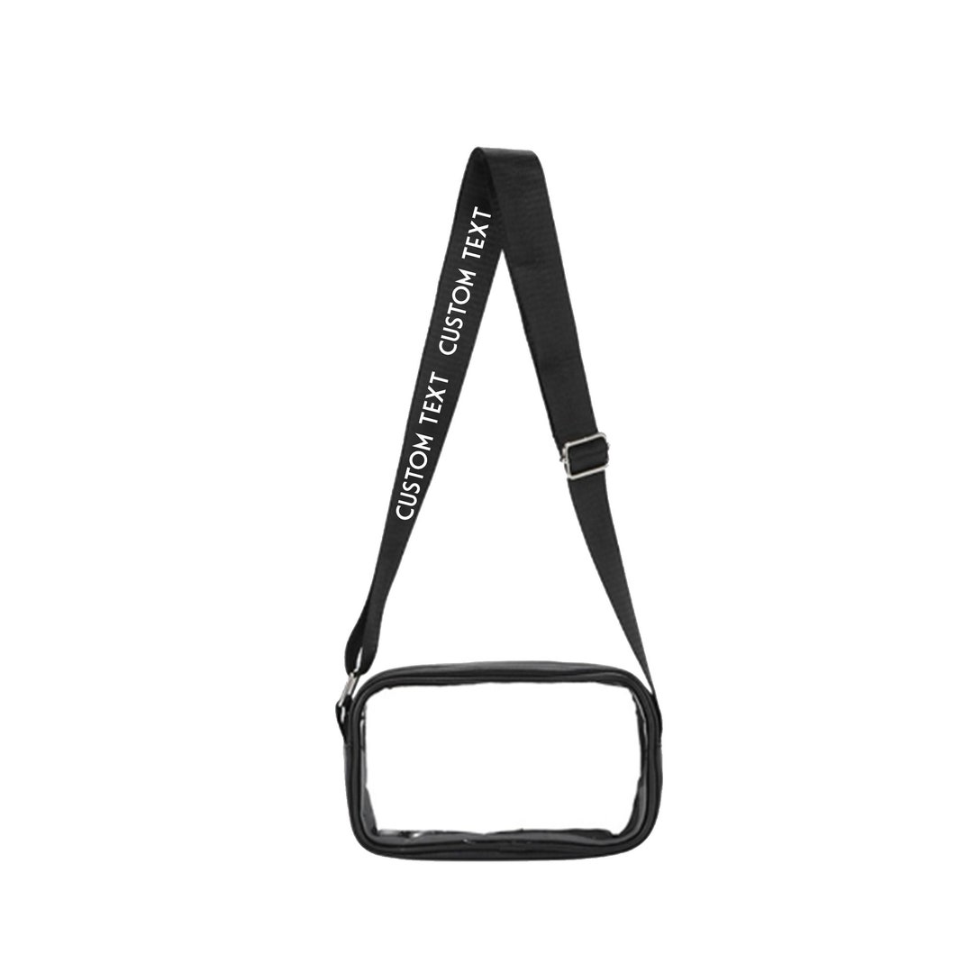 CUSTOM TEXT Strap Clear Crossbody Bag, Business Logo Repeated Merch ...