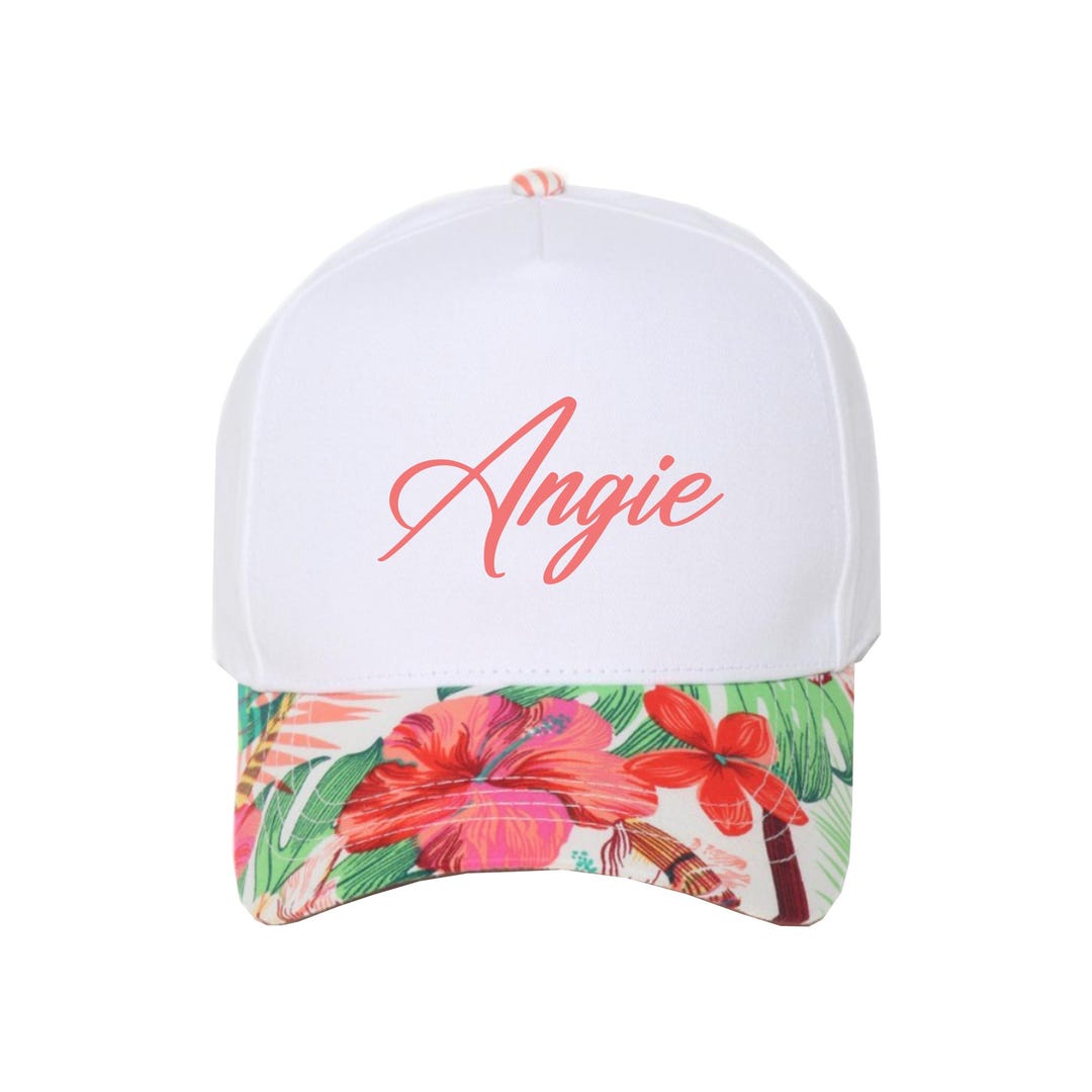 Customized Embroidered Two Tone Floral Brim Baseball Hat, Personalized ...