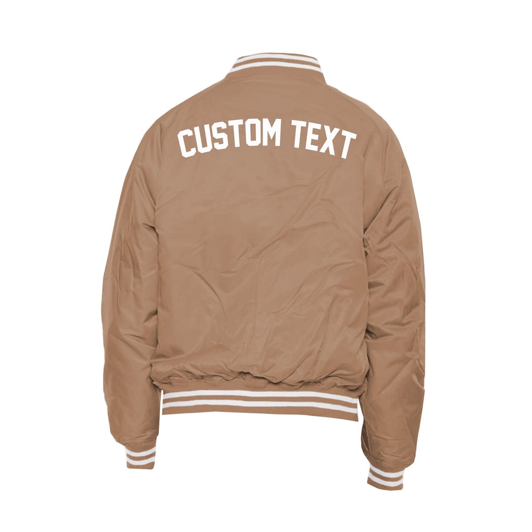 Custom Text Neutral Color Unisex Varsity Jackets, Personalized Sports ...