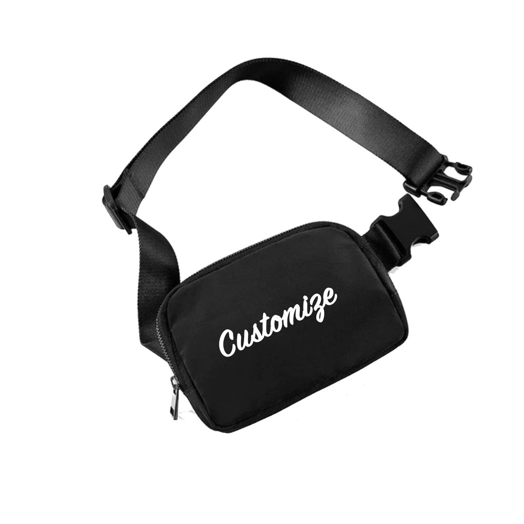 Custom Text Belt Bag, Personalized Sporty Sling Fanny Pack Belt Bum Bag ...