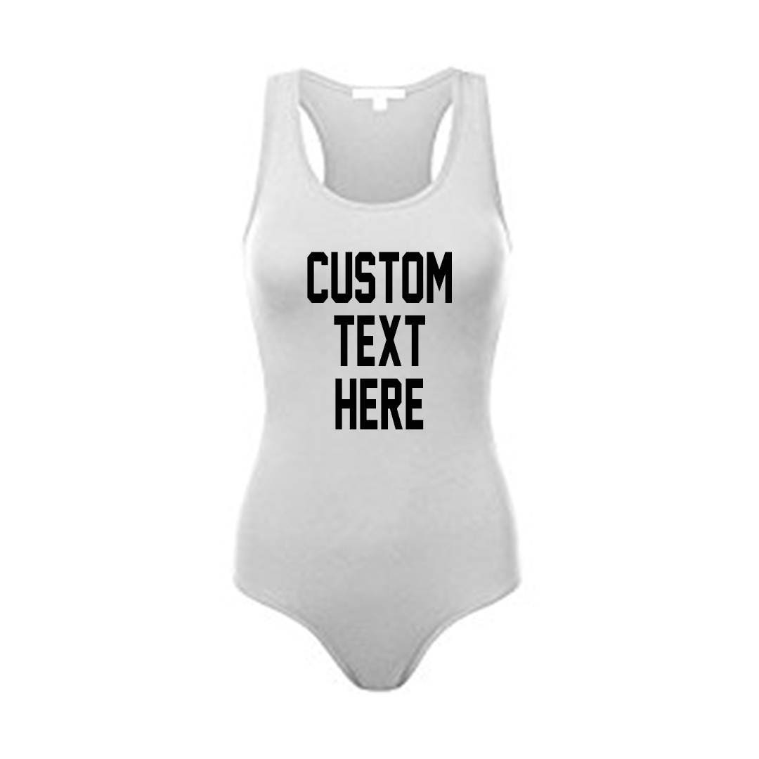 Custom Text Any Color Racerback Bodysuit Spandex Nylon Stretchy