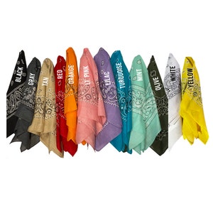 CUSTOM TEXT Any Color Paisley Bandana Neck Scarf- Customize Your Own ...