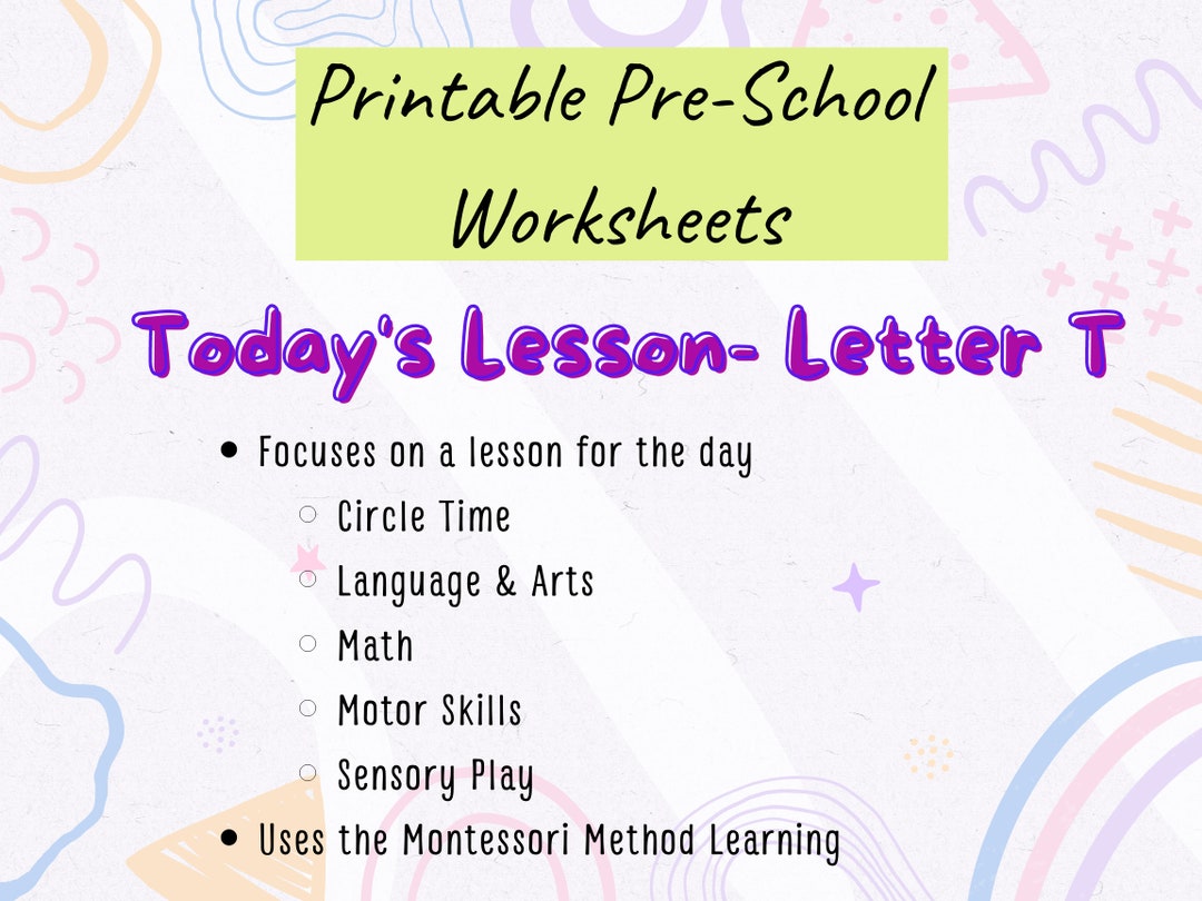 Preschool Workbook Lesson A Day- Letter T (15+ Printable Worksheets ...