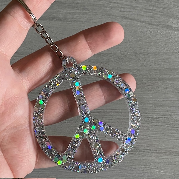 Peace Sign Keychain - Etsy