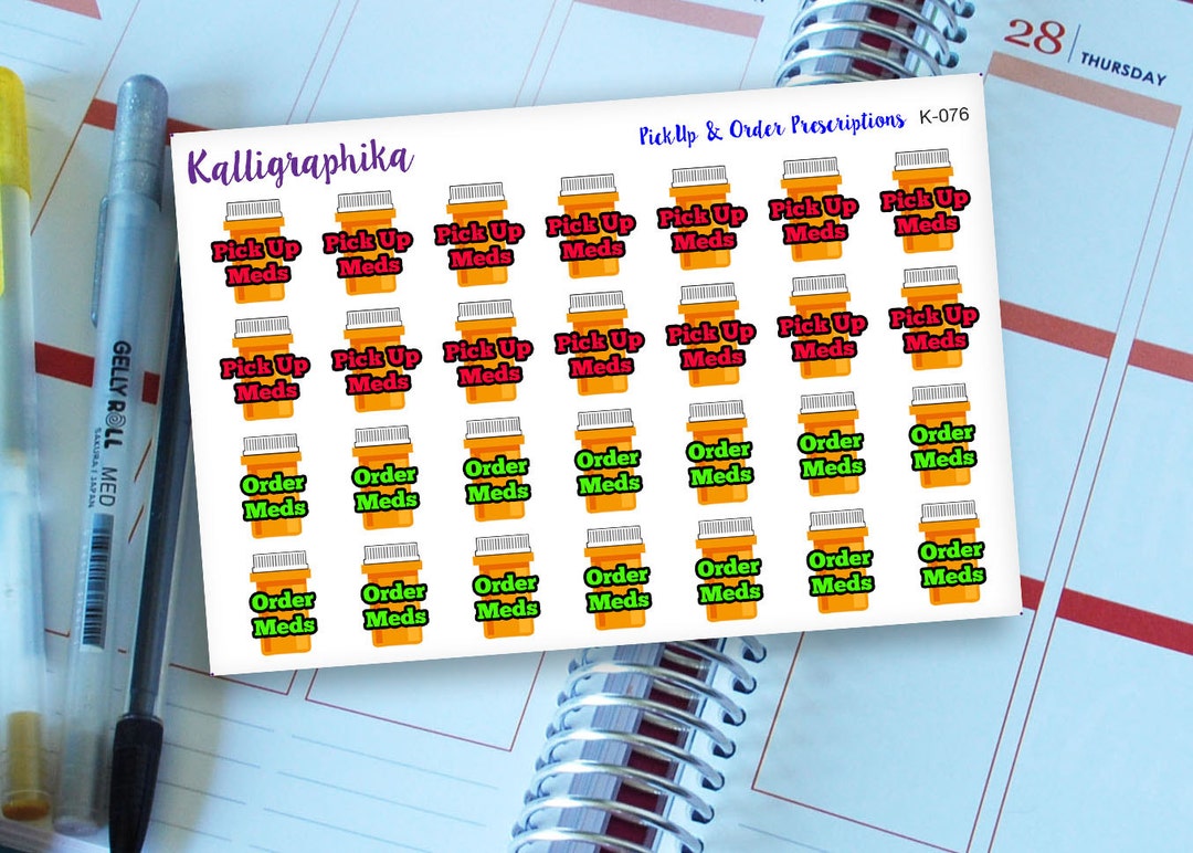 Pick up and Order Prescriptions Planner Calendar Stickers - Etsy