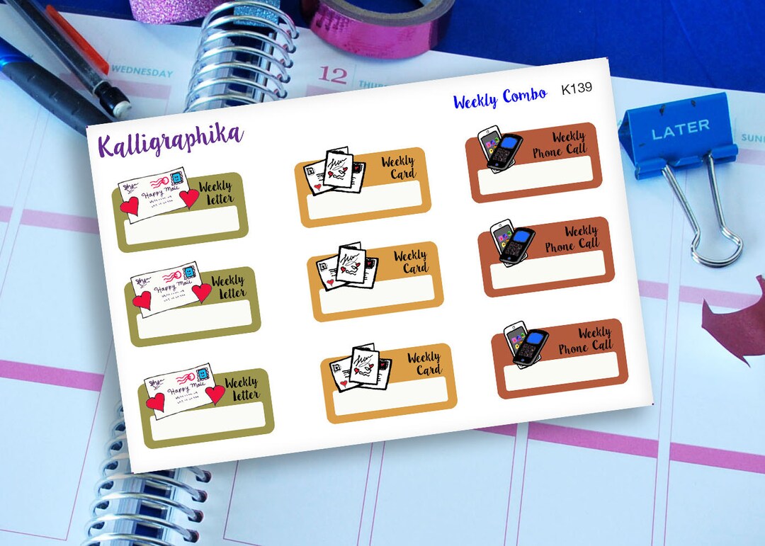 Weekly Combo Boxes for Tracking Reminder Letter Phone Call - Etsy