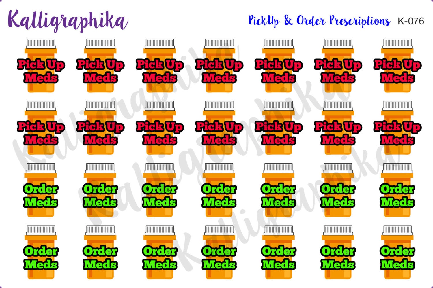 Pick up and Order Prescriptions Planner Calendar Stickers - Etsy