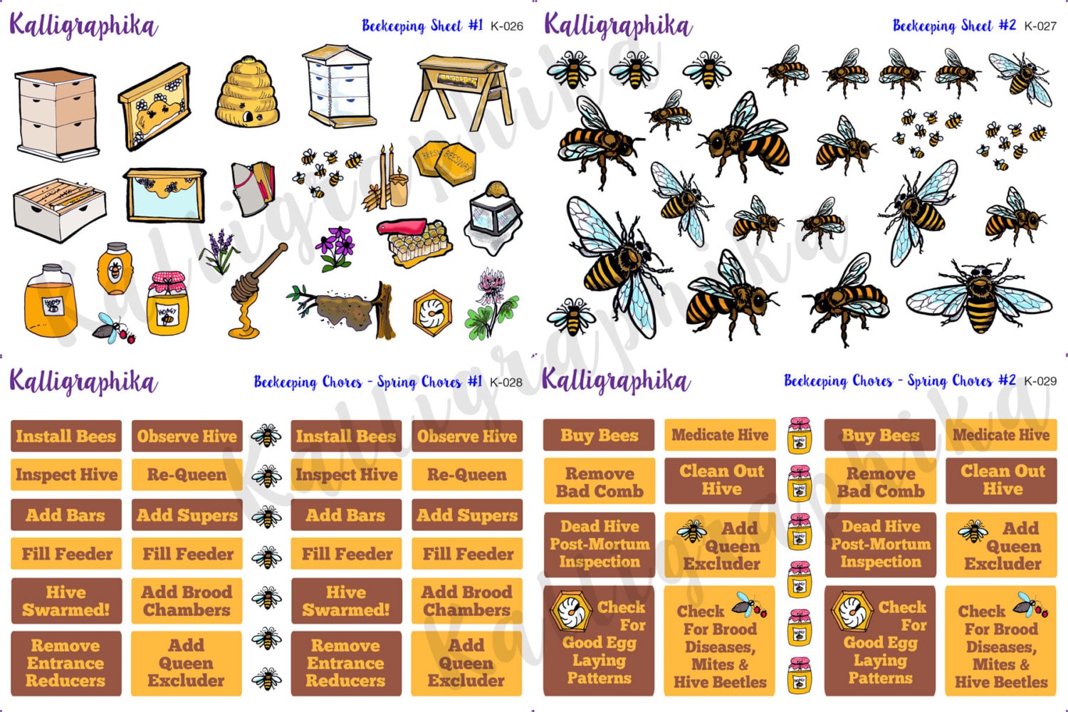 Beekeeping Kit 8 Sheets Full Year Calendar Stickers Functional | Etsy