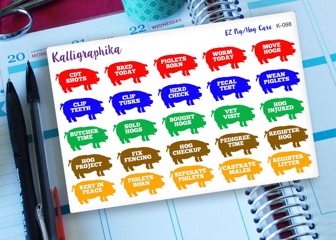 EZ Pig/hog Care Planner Stickers Functional for Homesteading Farming ...