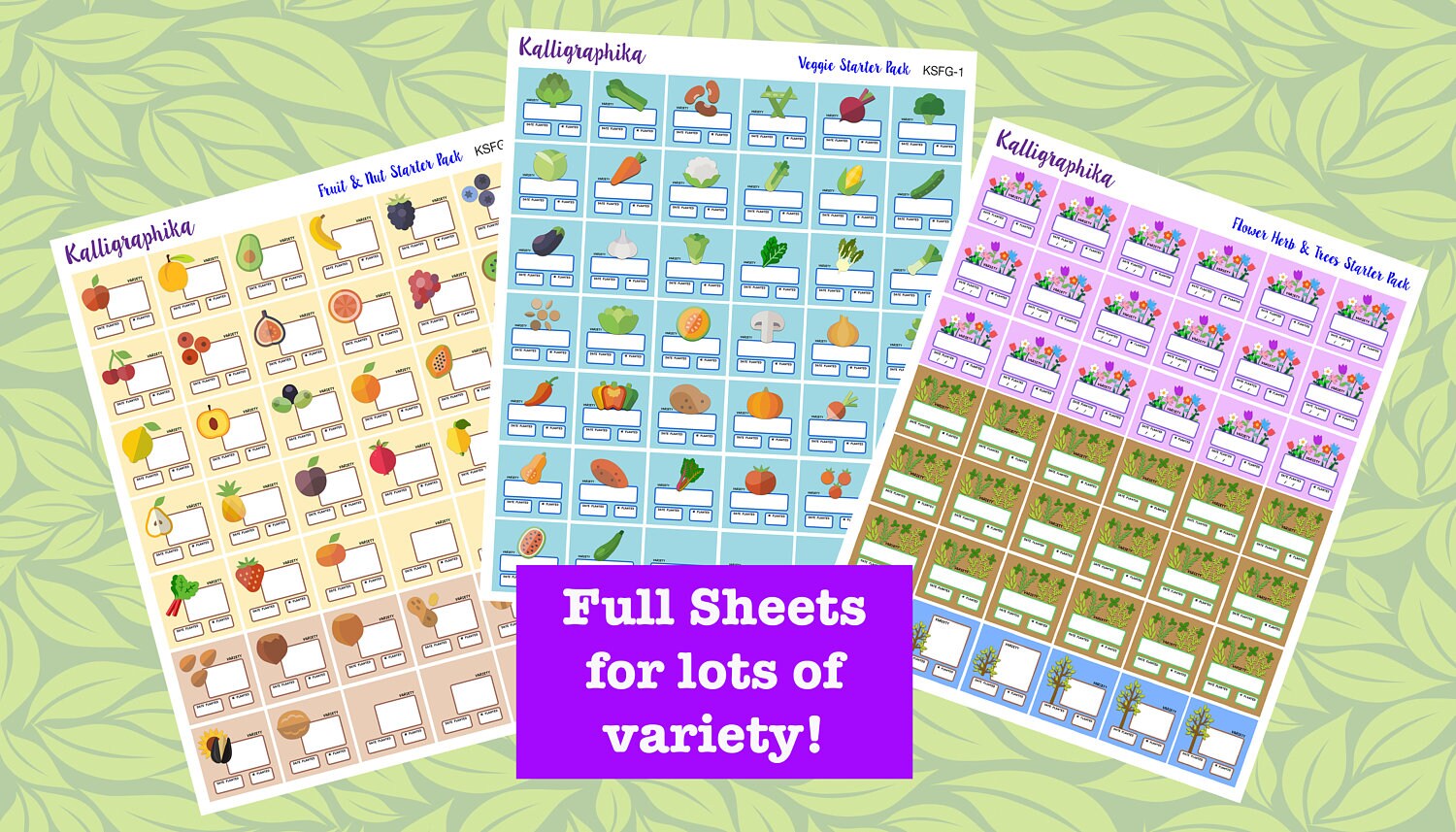 Full Sheet Variety Sheets Square Foot Gardening Planner | Etsy