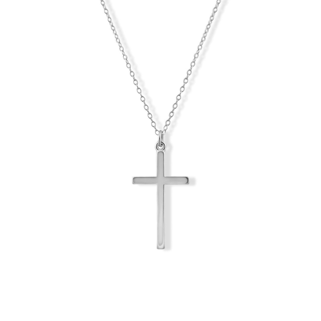 Sterling Silver Plain Cross Pendant Necklace - Etsy