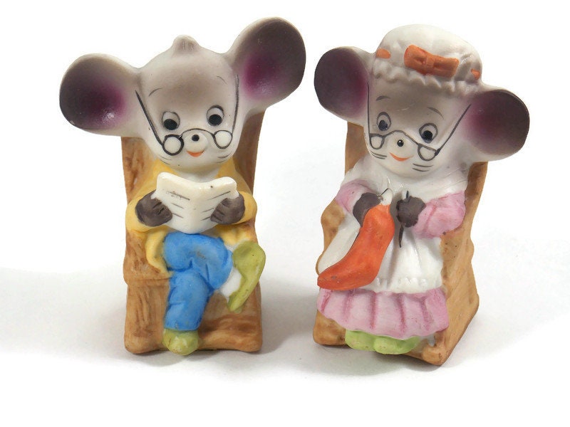 Grandpa Mouse Mice Figurines Ceramic Grandparent Mouse Figurines Mouse ...