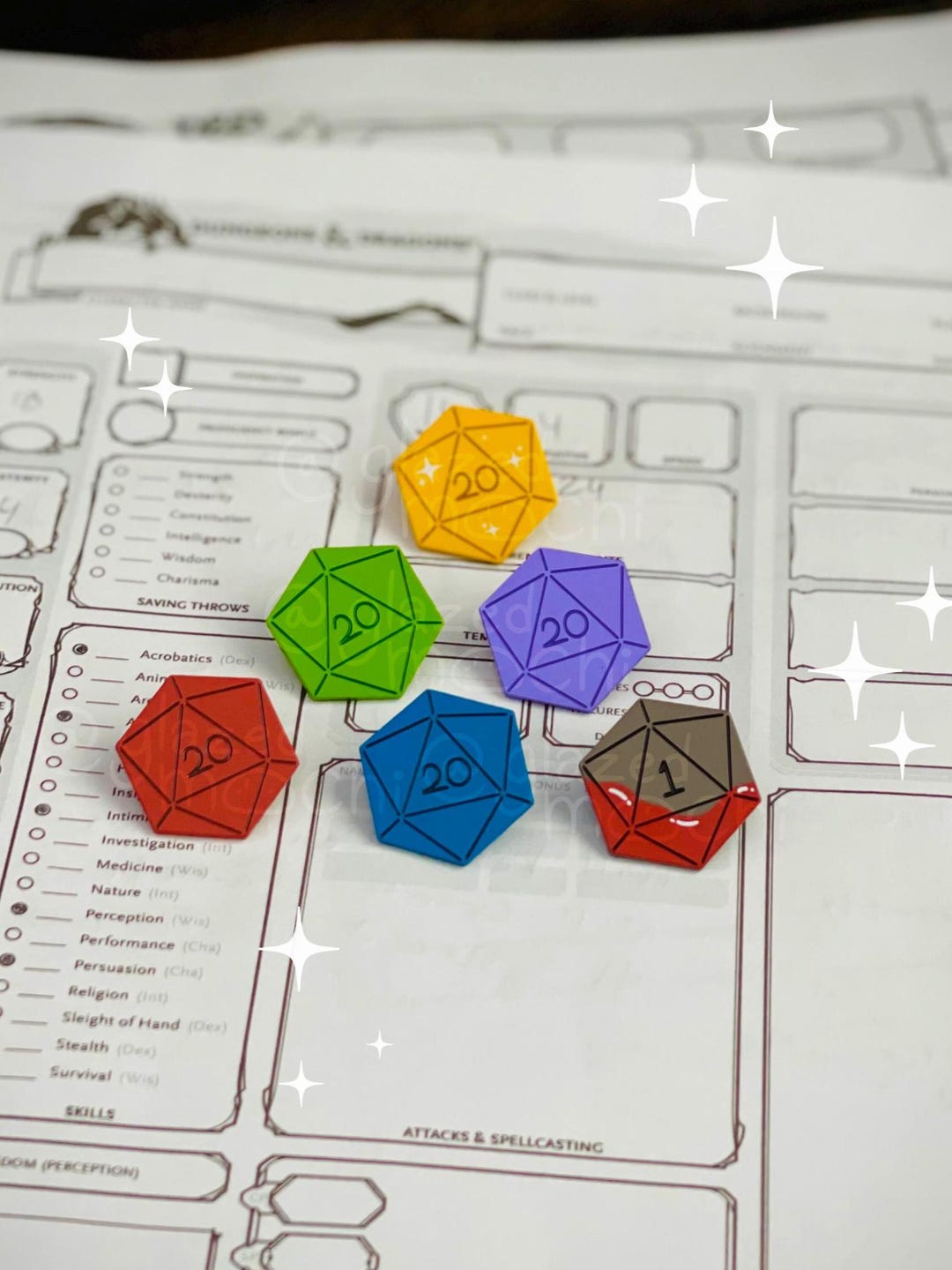 Colorful Dice - D20 Dyed Enamel Pin - for Dungeons and Dragons and ...