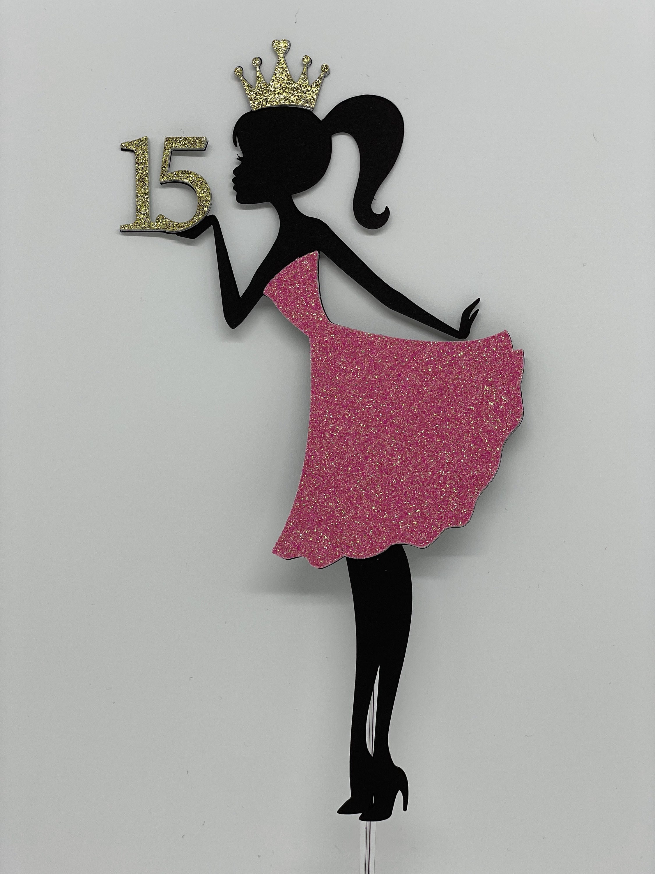 Girl Silhouette Cake Topper | Princess Girl Cake Topper | Sweet 16 ...