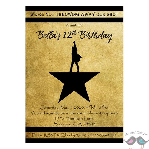 PRINTABLE Hamilton Birthday Party Invitation Hamilton Musical | Etsy Canada