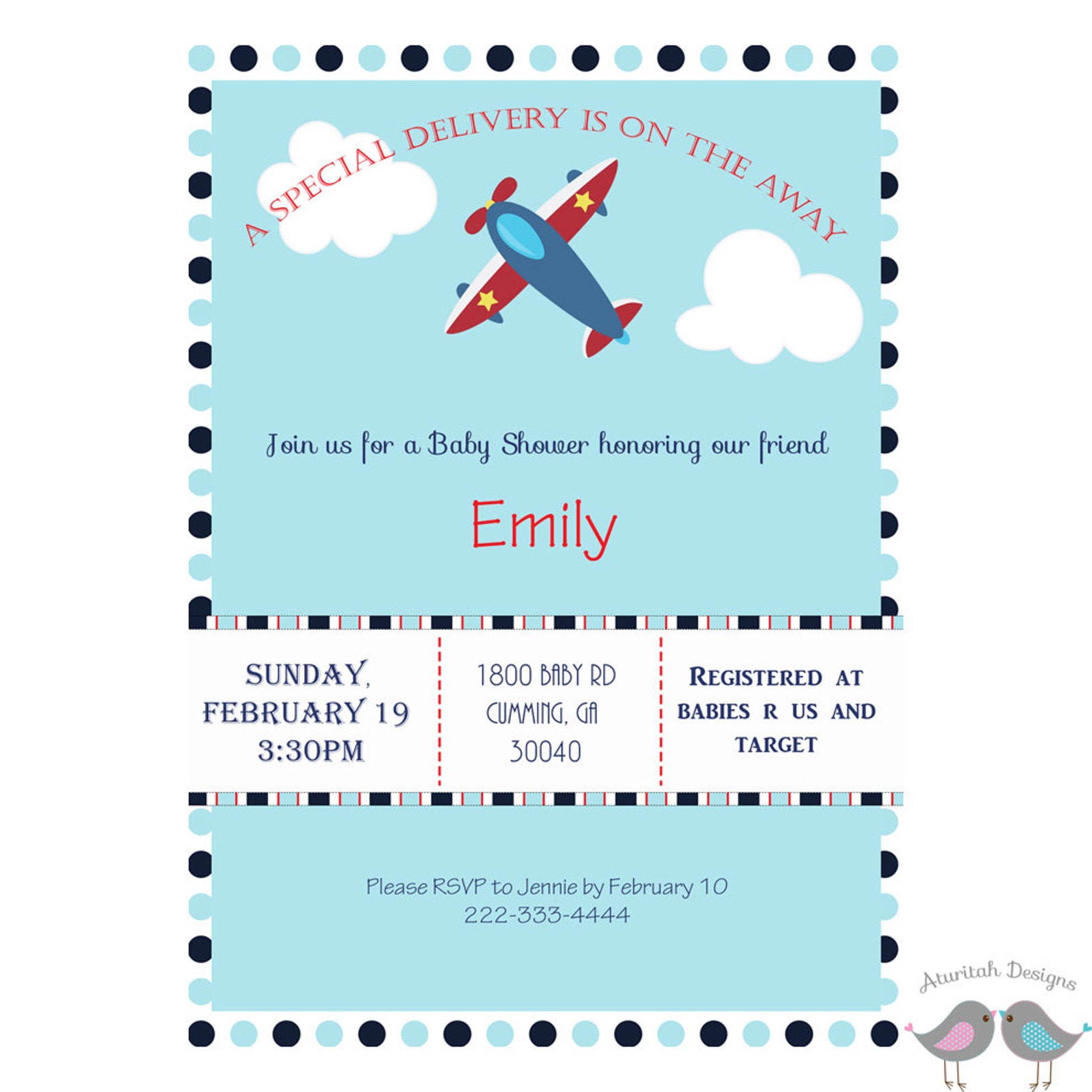 Airplane Baby Shower Invitation Printable Invitation - Etsy