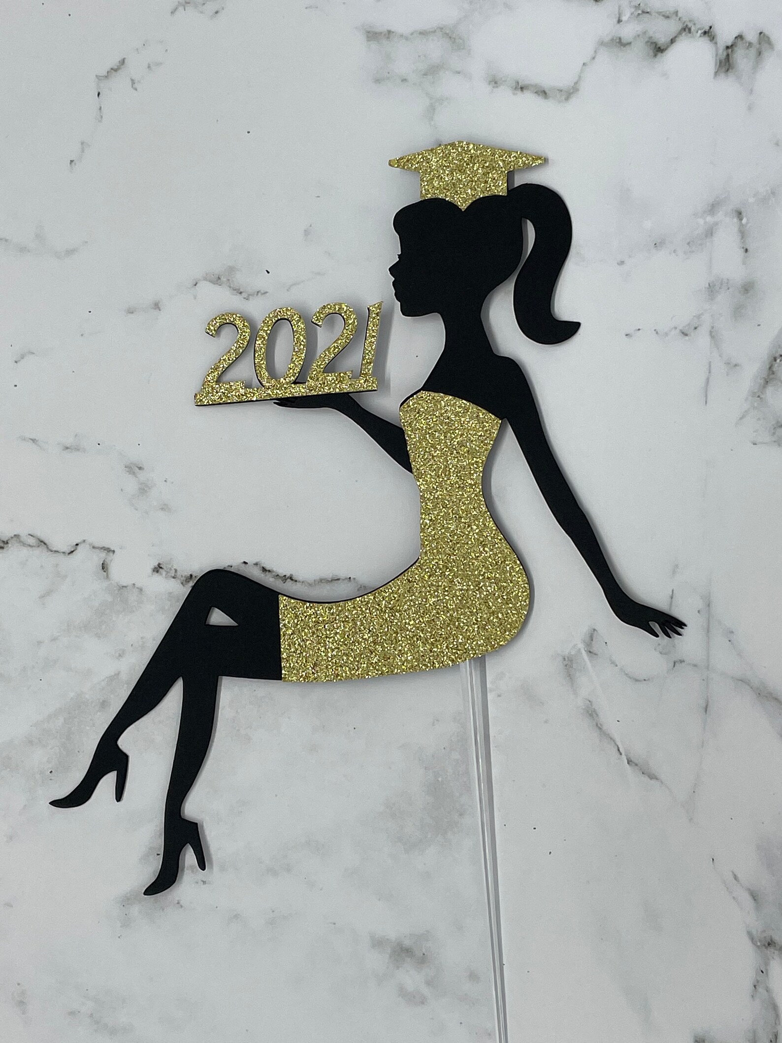 Graduation Girl Cake Topper Classe de 2021 Cake Topper | Etsy