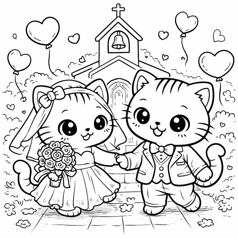 50 Kawaii Kitty Coloring Pages - Cat Coloring Book (PDF Printable A4/US ...