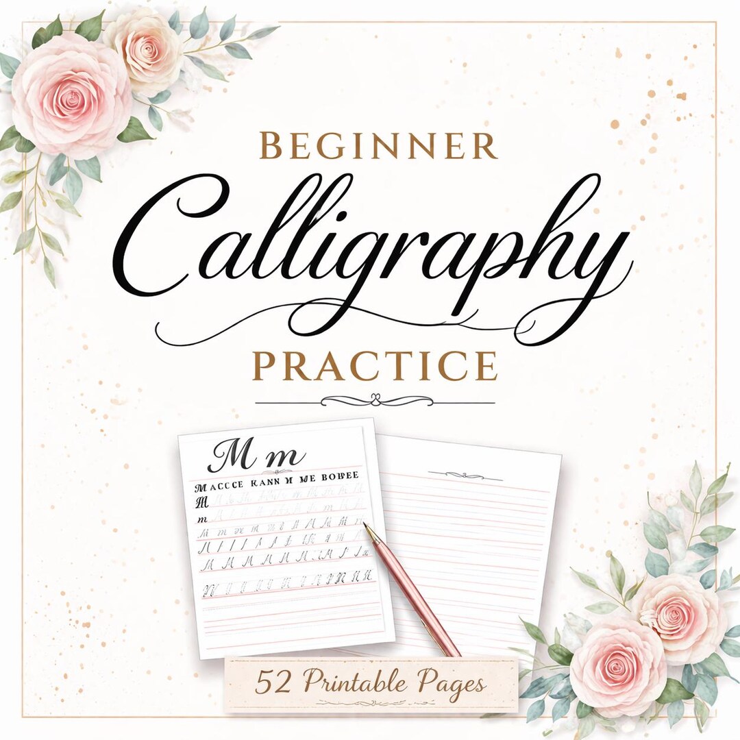 52 Calligraphy Practice Sheets for Beginners | Hand Lettering Workbook ...