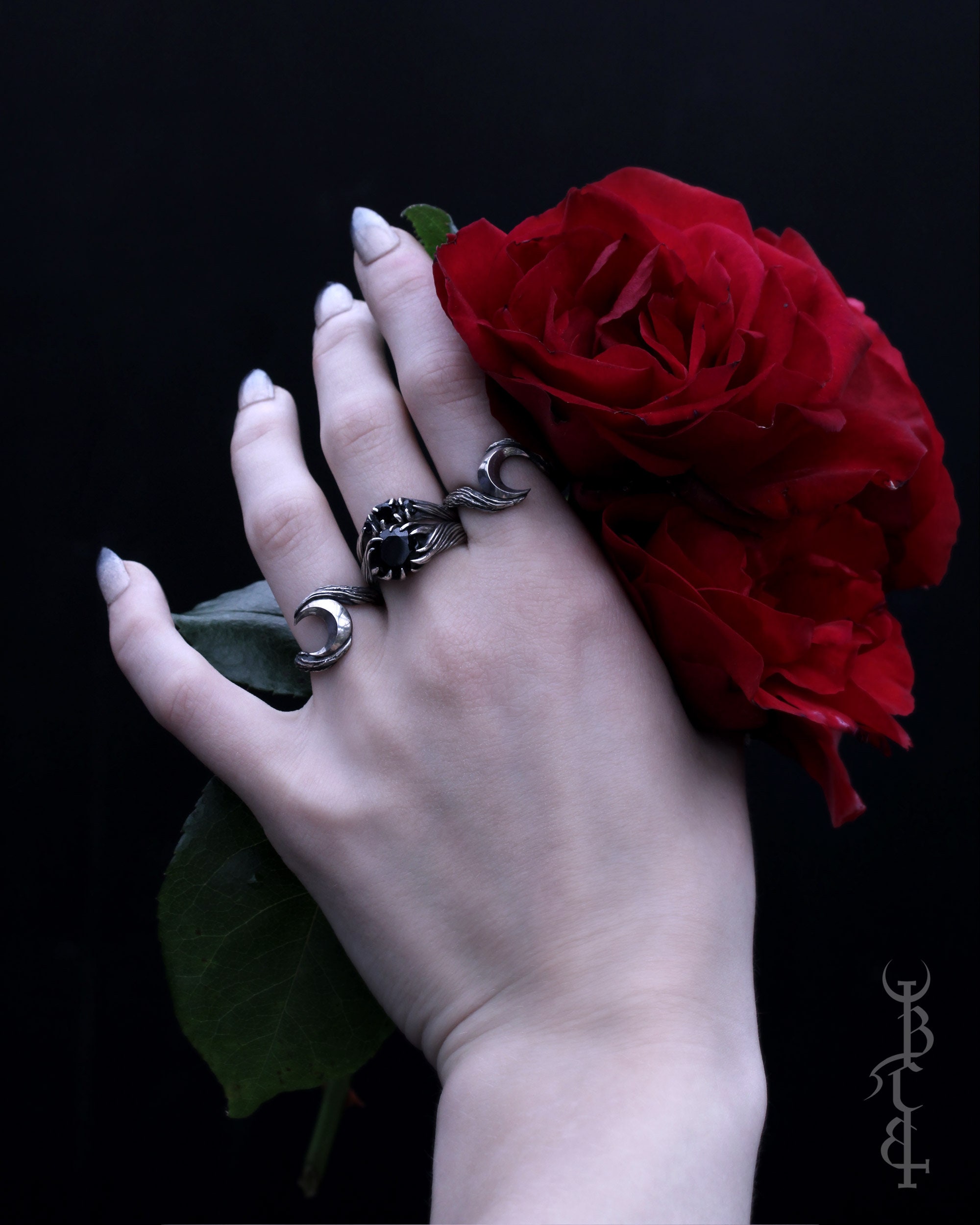 Crescent Moon Ring 'artemis' Sterling Silver, Dark, Gothic, Witchy ...