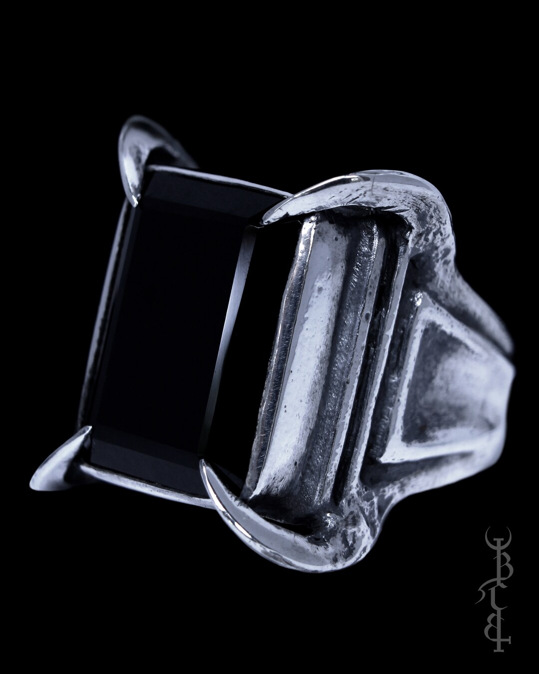 Black Spinel Ring 'temple Claw' (large) Sterling Silver, Dark, Gothic ...
