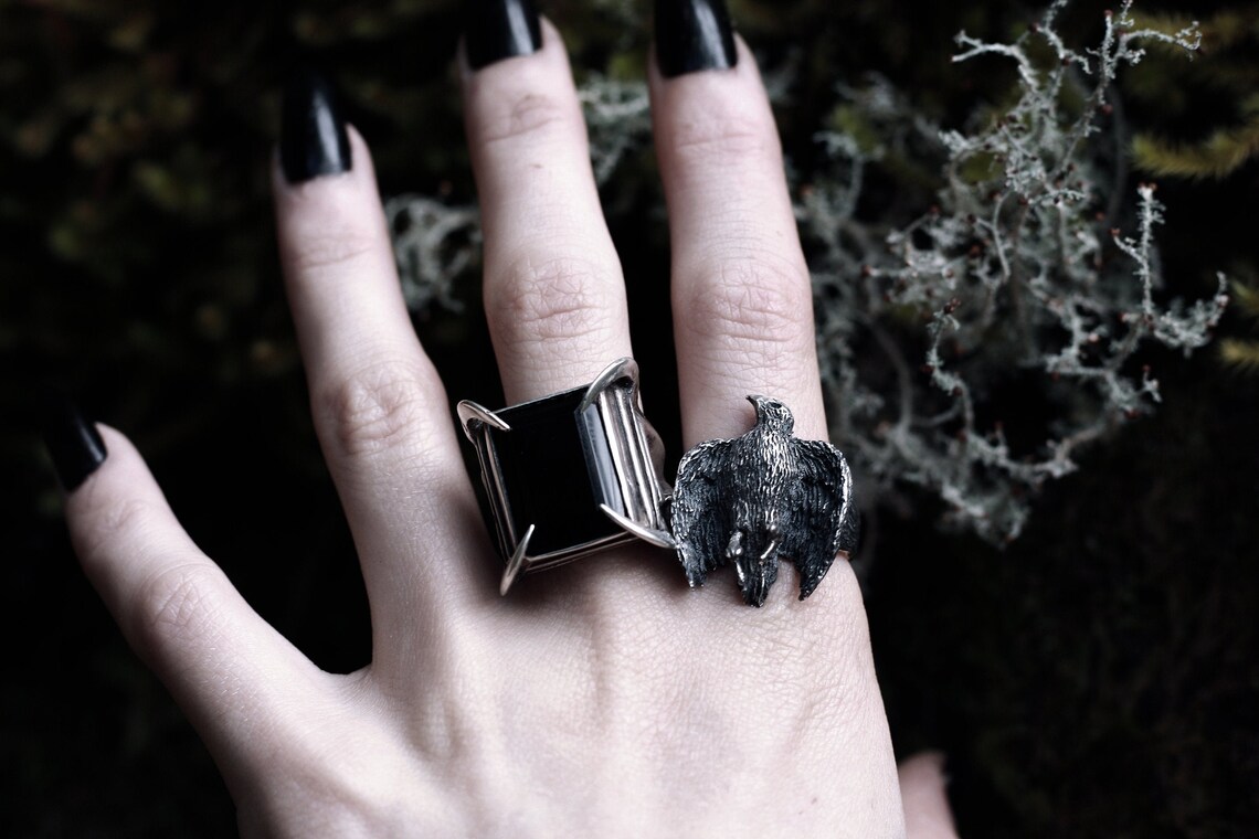 Dead Bird Ring goodnight Blackbird' Sterling Silver - Etsy