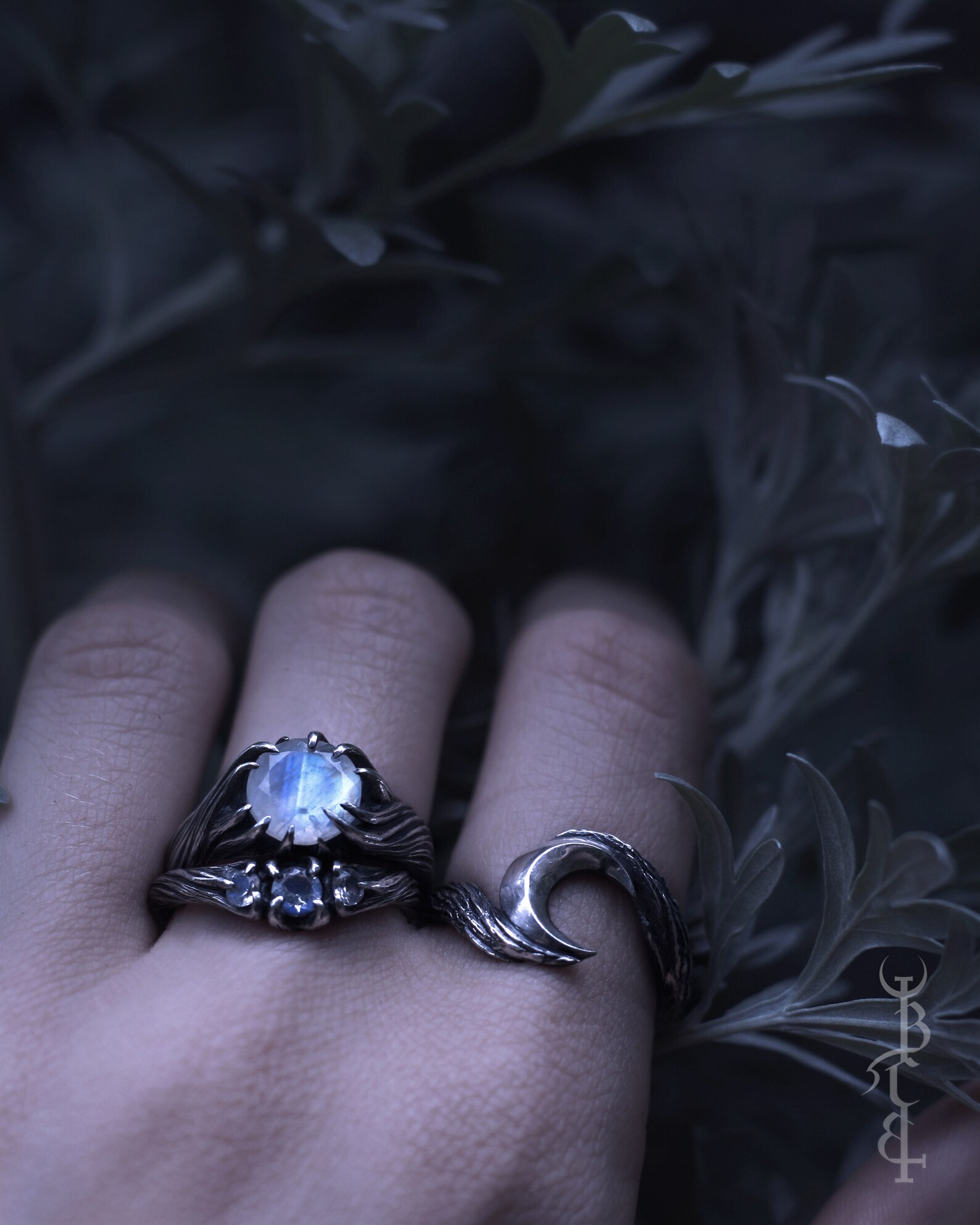 Crescent Moon Ring 'artemis' Sterling Silver, Dark, Gothic, Witchy ...