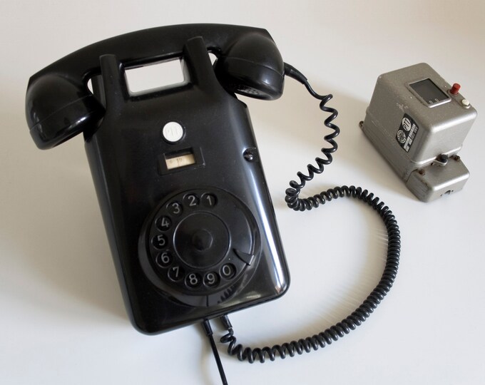 Vintage 1950s Ericsson PTT Rotary Dial Wall Telephone in Bakelite ...