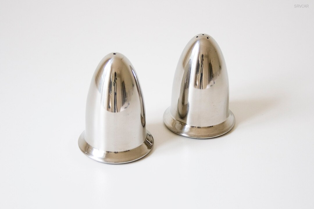 Vintage 1990s Chromed Metal Salt and Pepper Shakers Nineties - Etsy