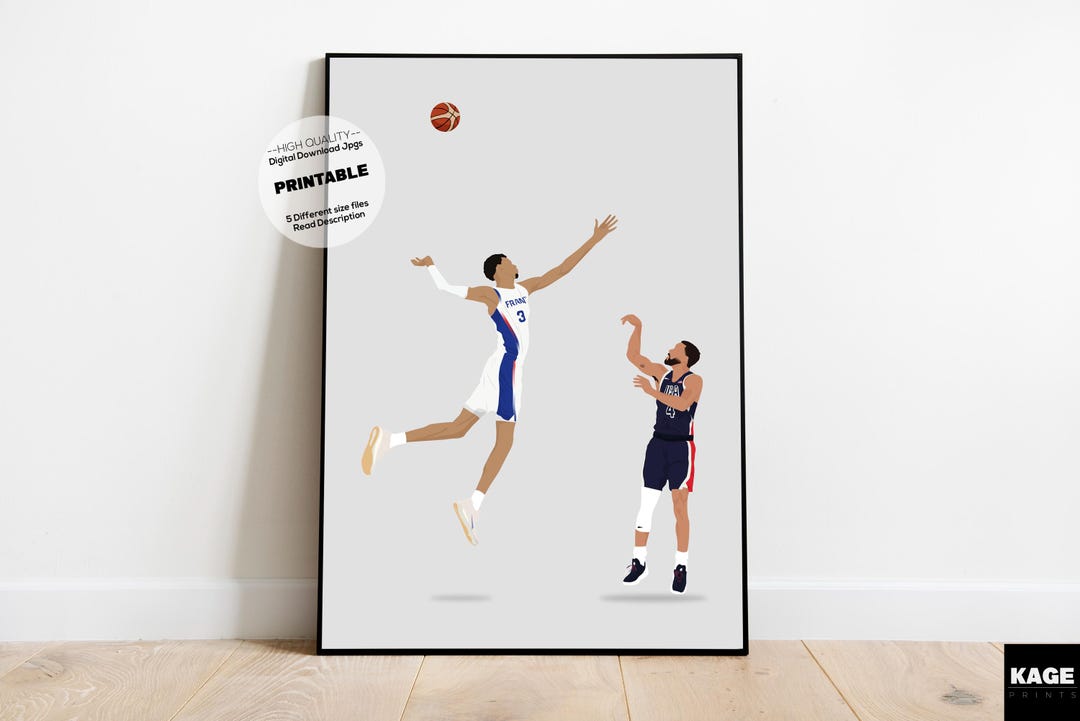 Stephen Curry & Victor Wembanyama Basketball Art Print (digital ...