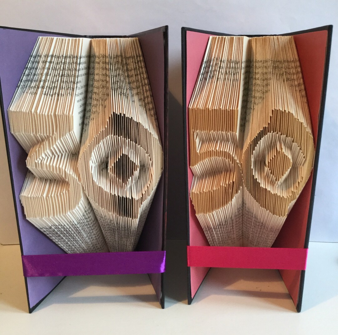 Custom Age Folded Book Art: Recycled Book Lover Gift - Etsy