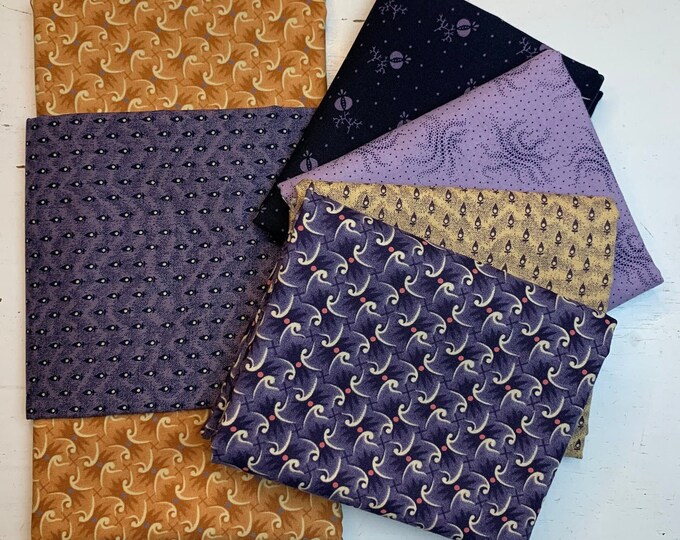 Purple Civil War Reproduction Quilt Fabric Bundle 6 Half Yard Cuts Rare ...