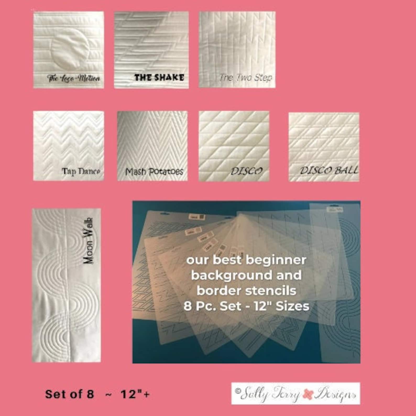 Large Straight Line Machine Quilting Stencil Set of 8 Quickly Layout ...