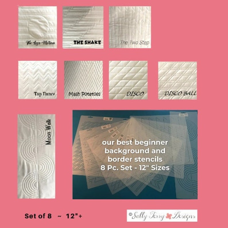 Large Straight Line Machine Quilting Stencil Set of 8 Quickly Layout ...