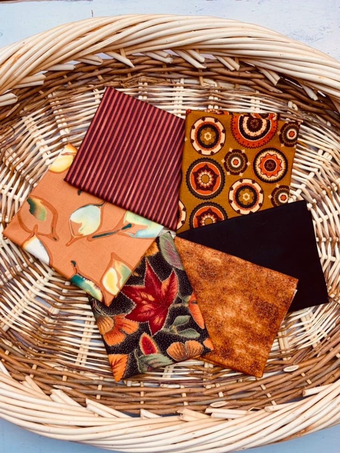 Fall Fabric Curated Bundle 6 Fat Quarters 1.5 Yd. Quilt Fabric for ...