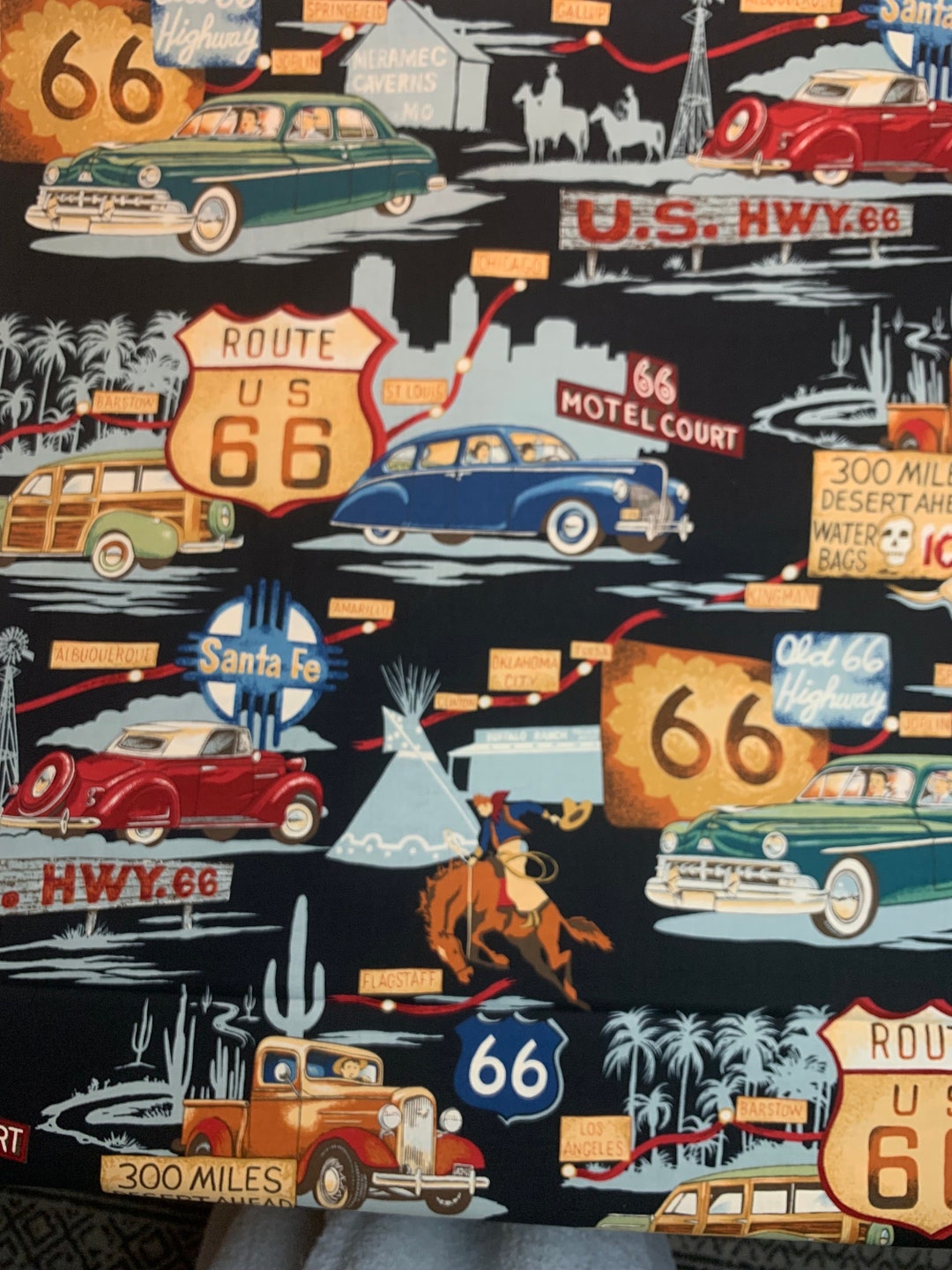 Route 66 Historic Highway Cotton Quilt Fabric 24 Repeat - Etsy