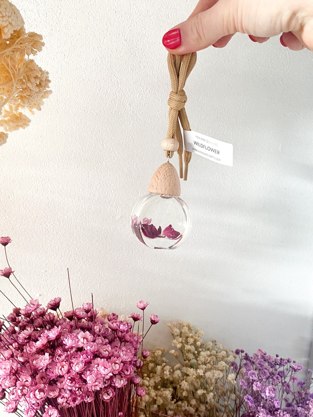 Hanging Car Diffuser | Mini Essential Oils Diffuser Clear Glass Bottle With Wooden Lid - Etsy