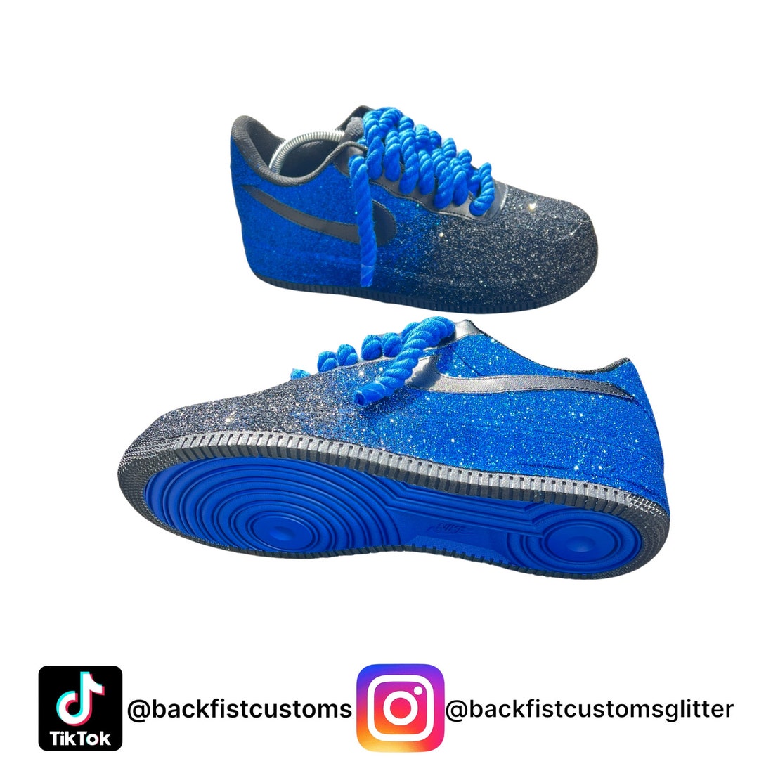 Custom Fading Glitter AF1 FAT Rope Laces and Painted Bottom White Base ...