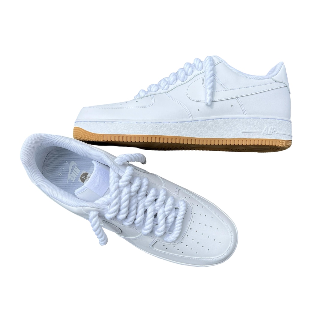 Solid White AF1 With FAT Rope Laces (adult Sizes ) - Etsy
